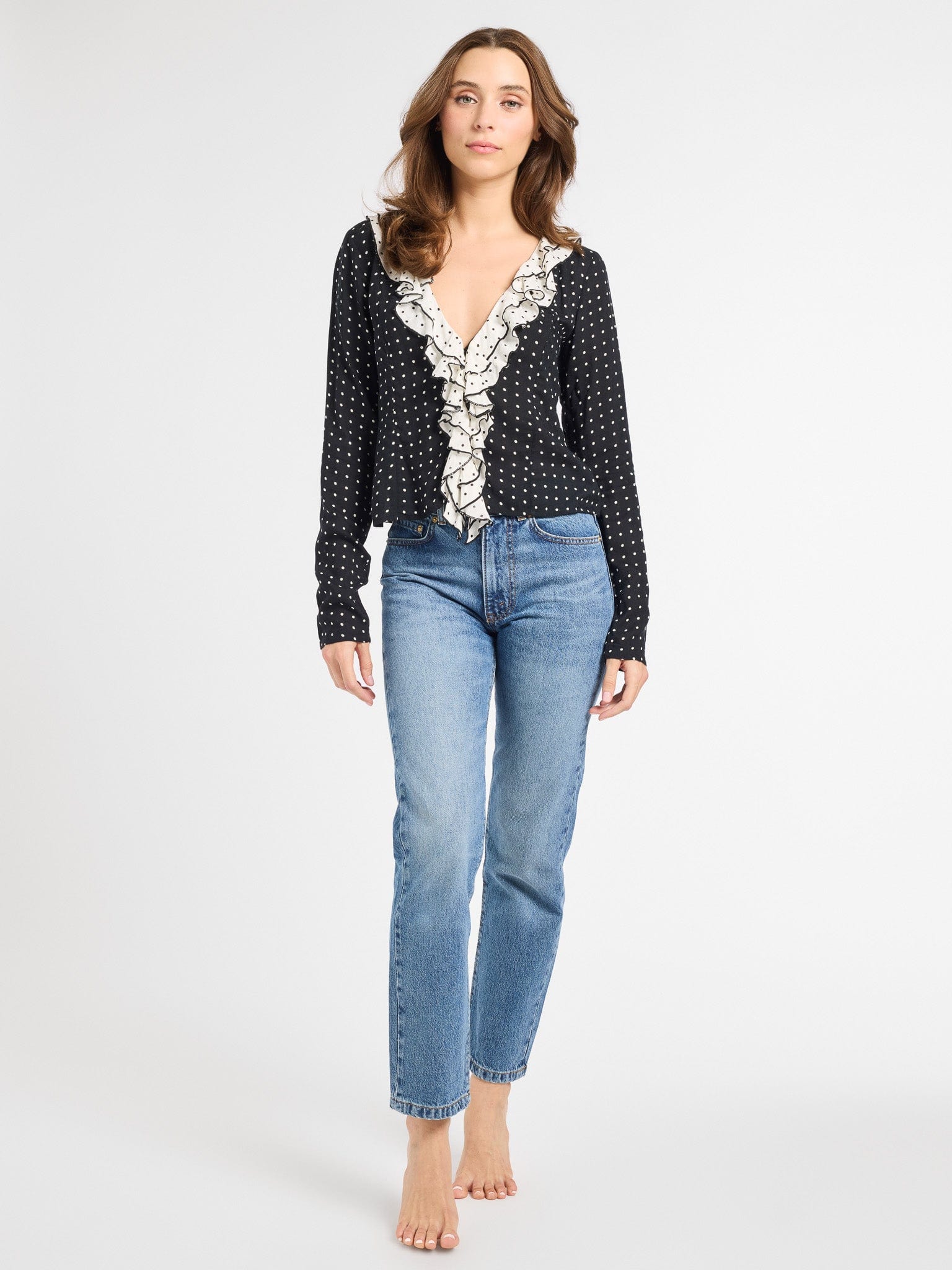 Adelaide Top in Black & White Dot – MILLE