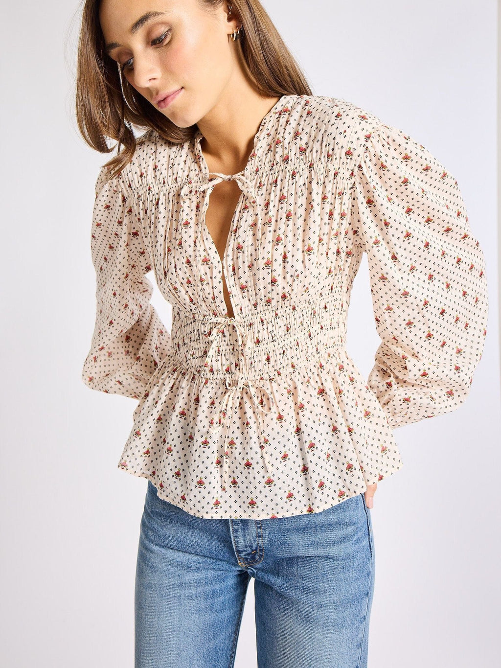 Ella Top in Blush Foulard – MILLE