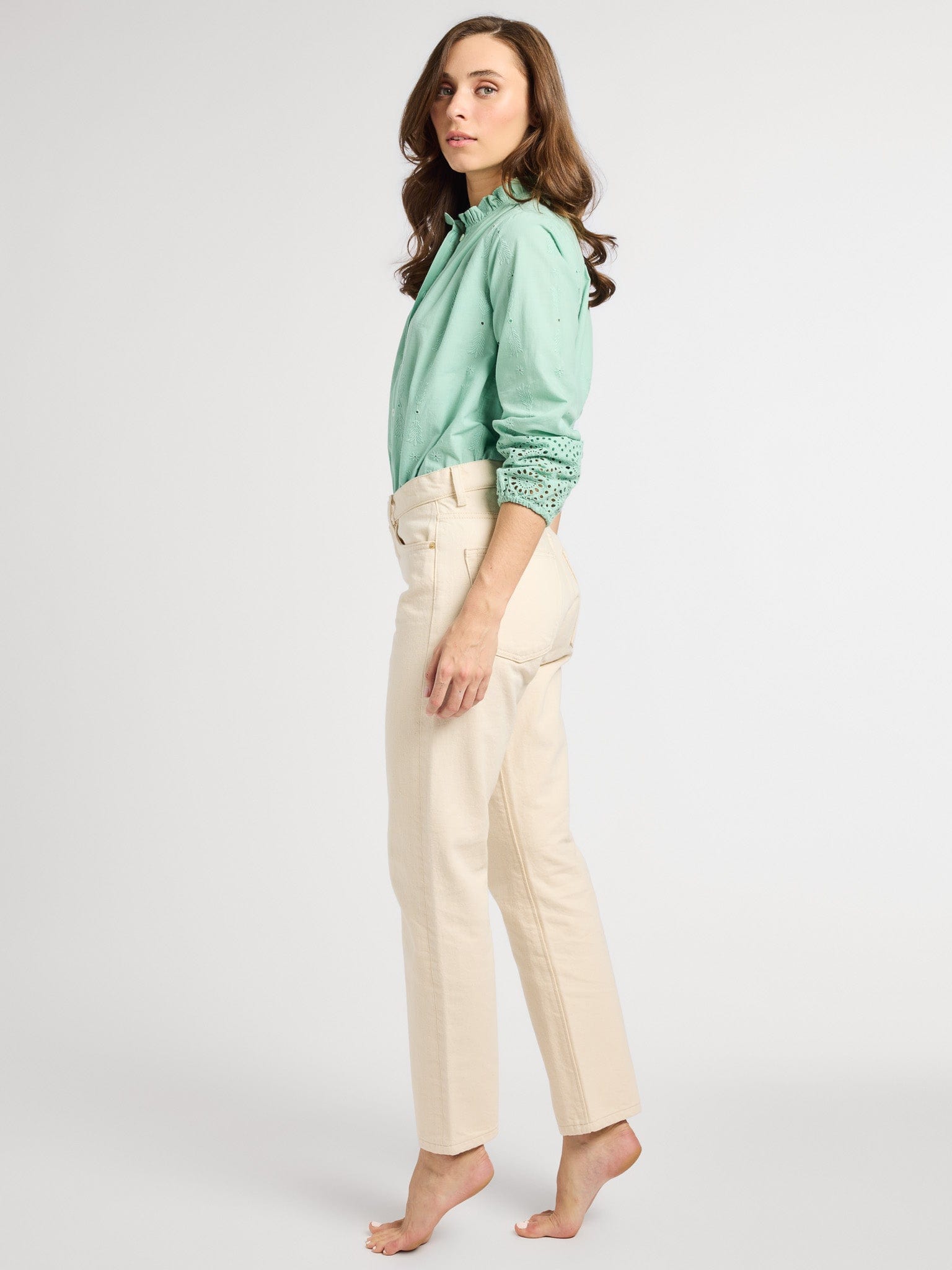 Francesca Top in Pistachio Eyelet – MILLE
