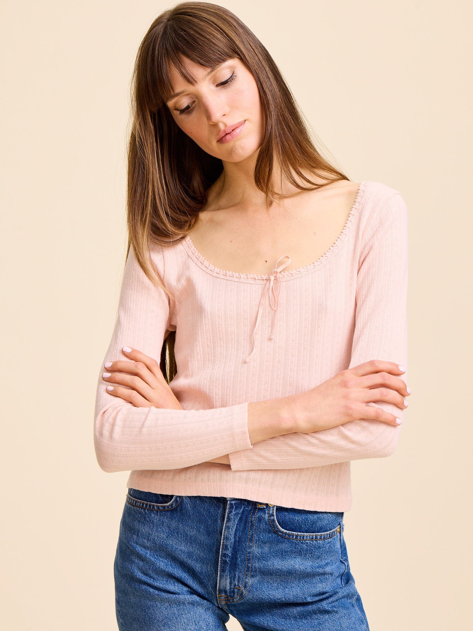 Sally Pointelle Tee in Spanish Villa – MILLE